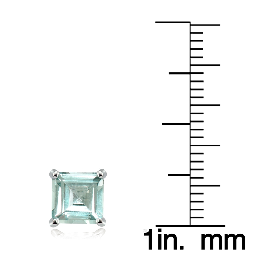 Sterling Silver Aquamarine 7mm Square Stud Earrings 884335464986 | eBay