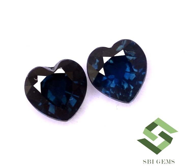 1.07 CTS Certified Natural Blue Sapphire Heart Shape Cut Pair 5x5 mm ...