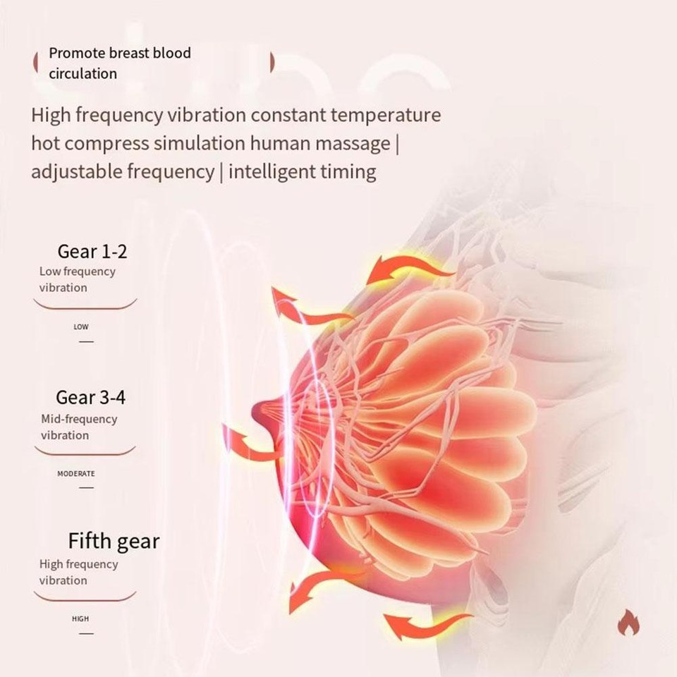 USB Electric Breast Massage Bra Vibrate +Heat Chest Massager Grow ...