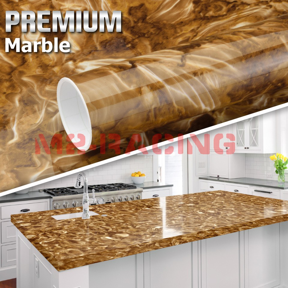 Gloss / Matte Marble Granite Effect Vinyl Wrap Self Adhesive Counter ...
