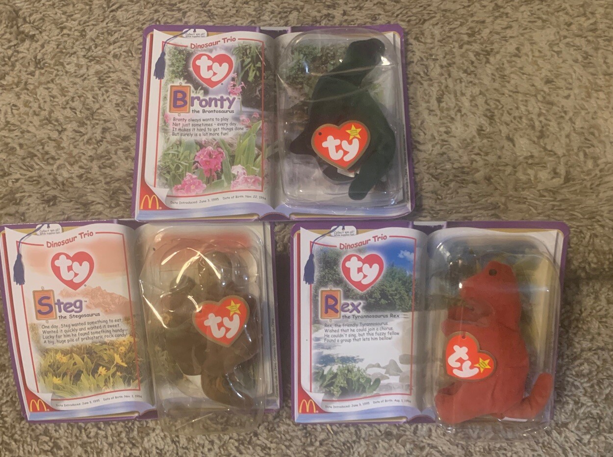 Ty McDonald's Rex, Steg, Bronty Dinosaur Teenie Beanie Baby Lot of 3 ...