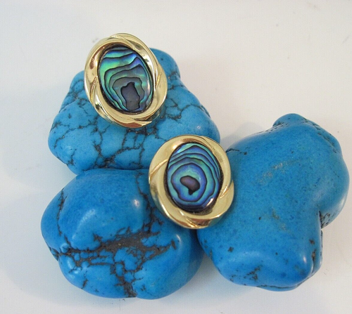 ARIKI PAUA genuine Shell palladium plated clip earrings Excellent | eBay