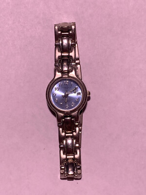 LA Express Ladies Watch Blue Sunburst Dial Date Analog Quartz Bracelet ...