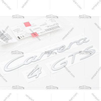 Genuine Porsche "Carrera 4 GTS" Script Emblem Silver Inscription Badge ...
