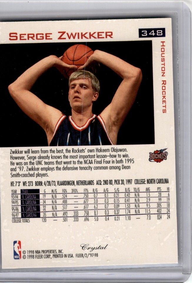 1997-98 Fleer #348 Serge Zwikker Traditions Crystal | eBay