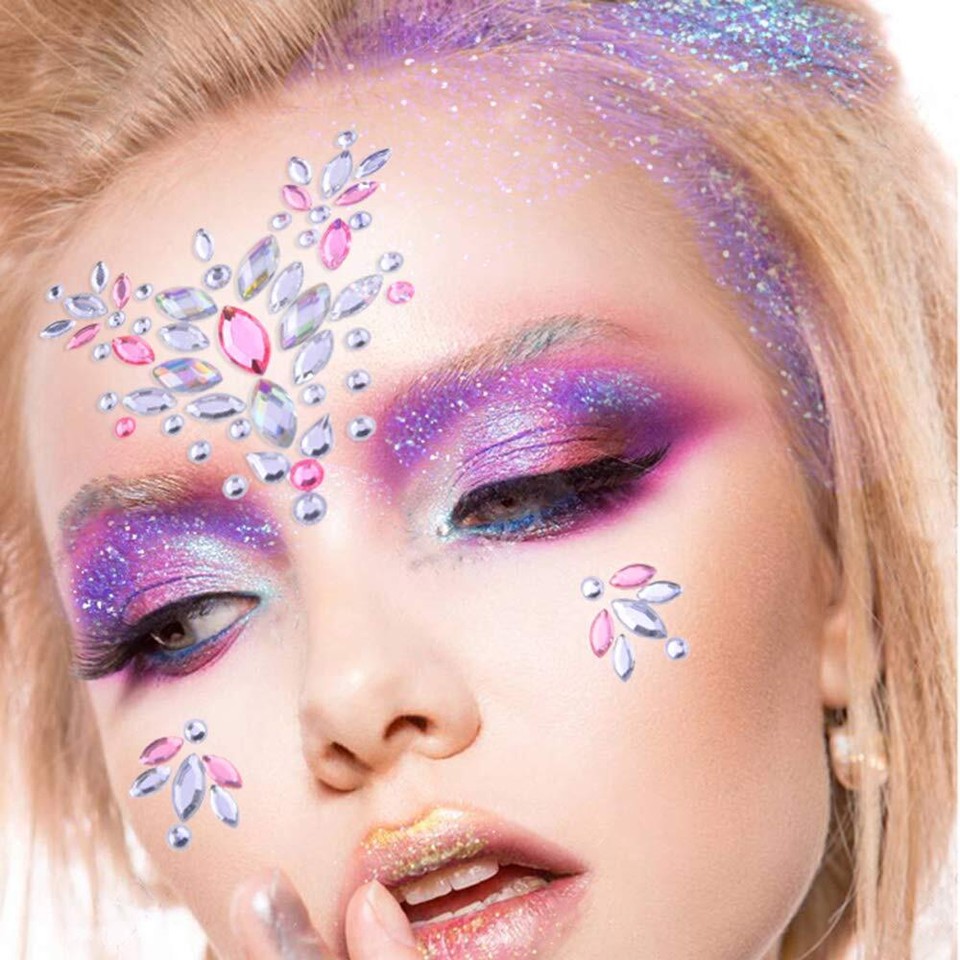 SIQUK 12 Sets Face Gems Glitter Mermaid Face Jewels Crystal Stickers ...