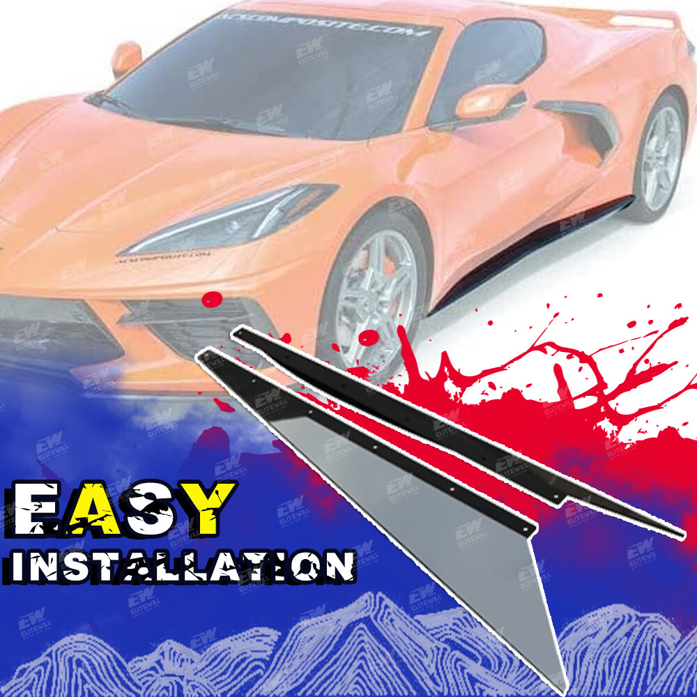 CARBON FLASH LOOK Side Skirts For 20-24 Corvette C8 Rocker Panel GM Z51 ...