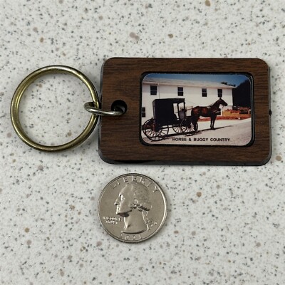 Amish Horse and Buggy Country Plastic Travel Souvenir Keychain Key Ring ...