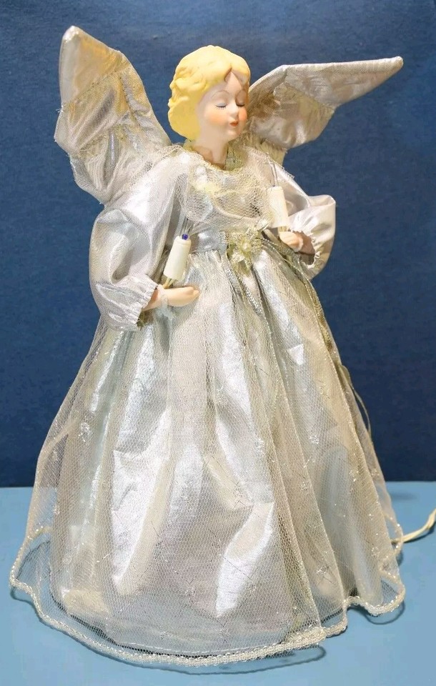 Silver Angel Electric Light Up Christmas Tree Topper | eBay
