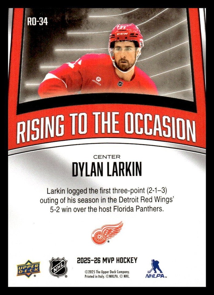 2025-26 UD MVP Rising to the Occasion RO-34 Dylan Larkin, Detroit Red ...