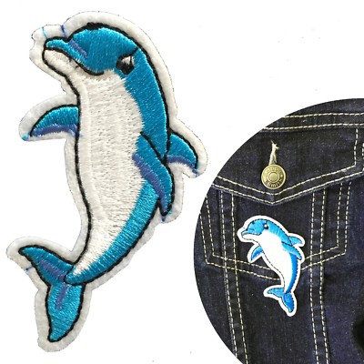 Dolphin Iron on patch sea marine flipper animal heat transfer iron-on ...