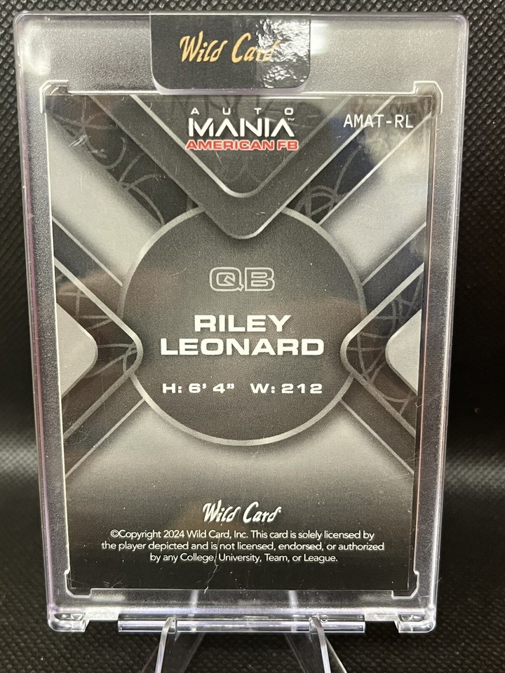 Riley Leonard 1/1 Wild Card American FB Painted Eagle SSP Norte Dame ...