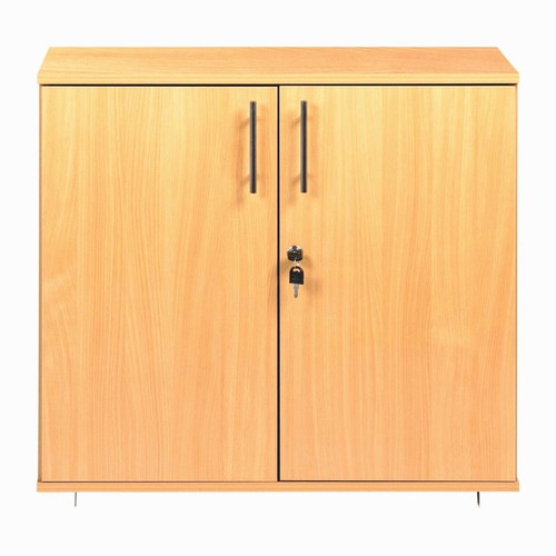 Beech Storage Cupboard Filing Cabinet Office Desk Height Locking 2 door ...
