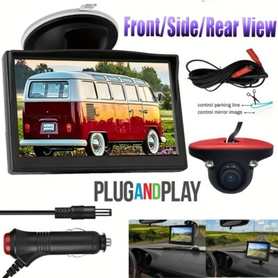5" Monitor 12V Car Frond Side Rear View Camera HD Night Vision Blind ...