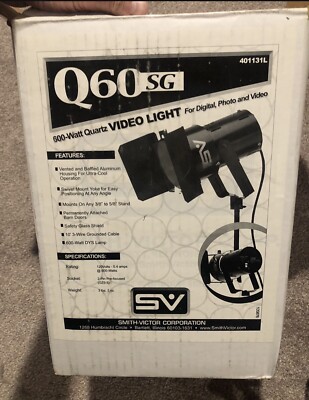 1 NIB Black SMITH VICTOR Studio Photo Video Flood Light Q60 SG w/Barn ...