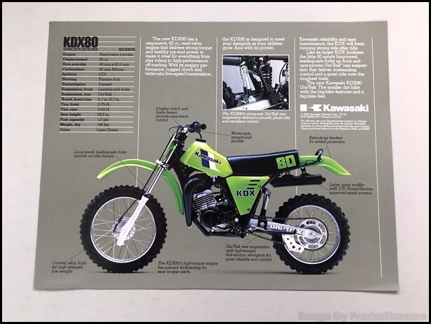 1982 1983 Kawasaki KDX80 Motorcycle Dirt Bike 1-page Sales Brochure ...