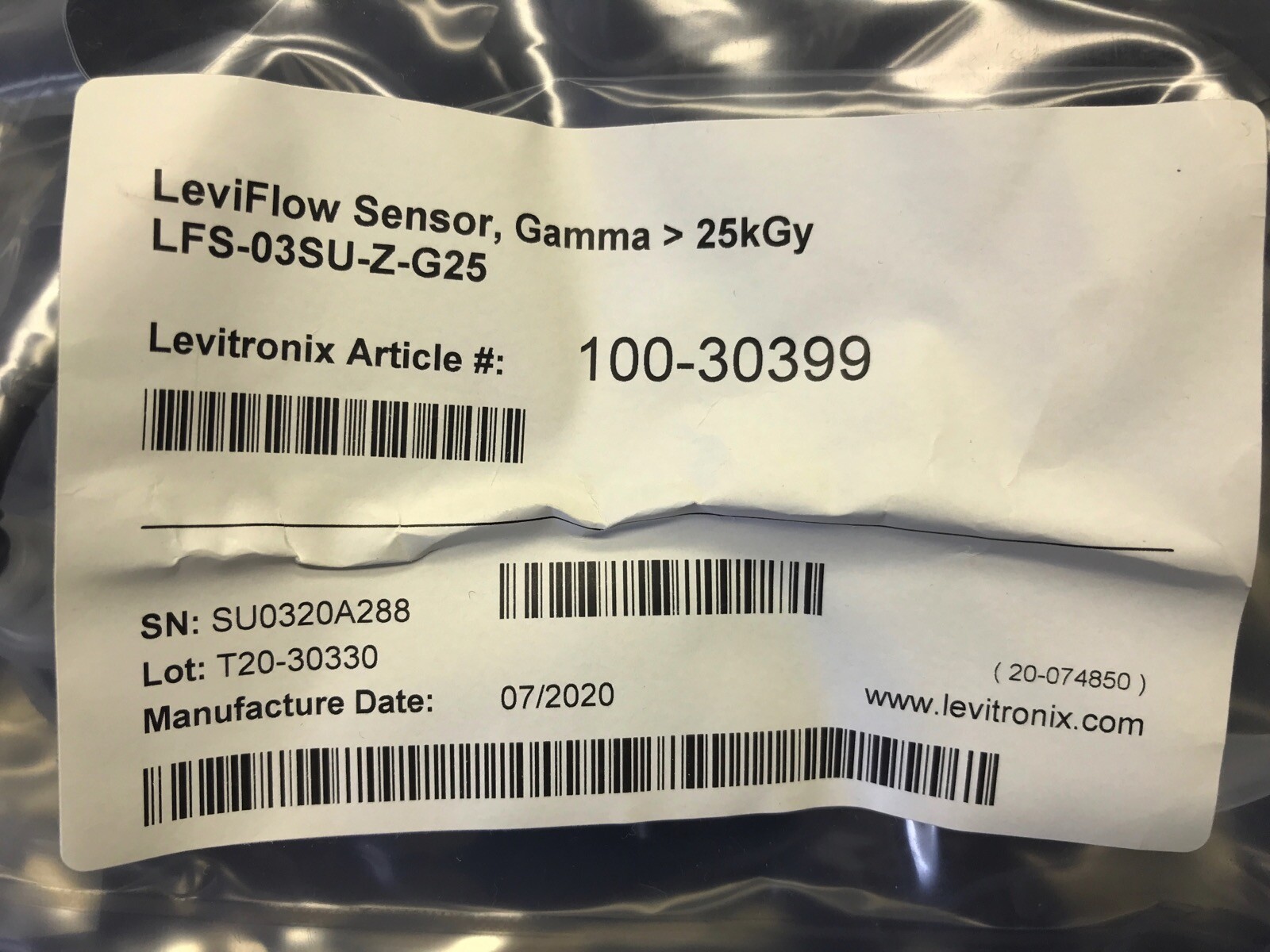 LEVITRONIX LeviFlow SU Flowmeter Sensor Tri-Clamp 3/8” LFS-03SU-Z-G25 ...