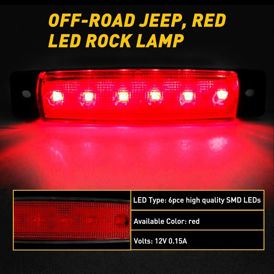 10PCS Underglow LED RED Rock Lights Neon 10Pods LED Light Road Off UTE ...