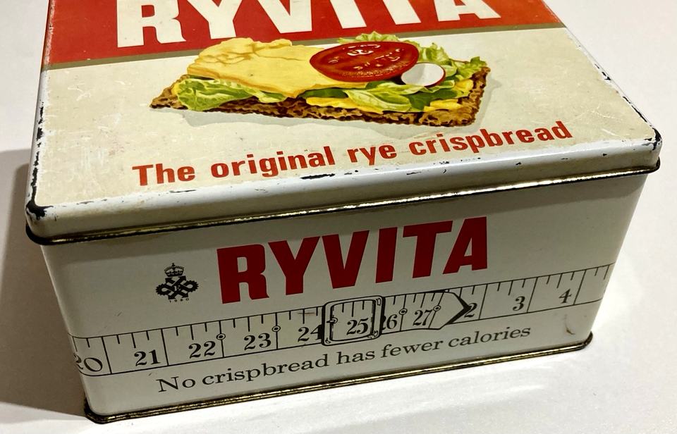Vintage RYVITA The Original Rye Crispbread White Metal Kitchen Storage ...