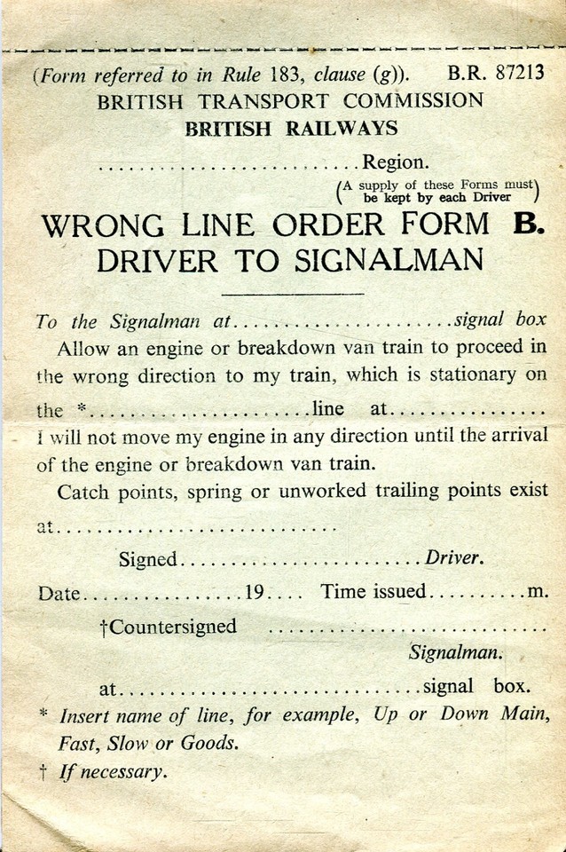 Railway Signalling, Wrong Line Order Forms LNER and early BR | eBay UK
