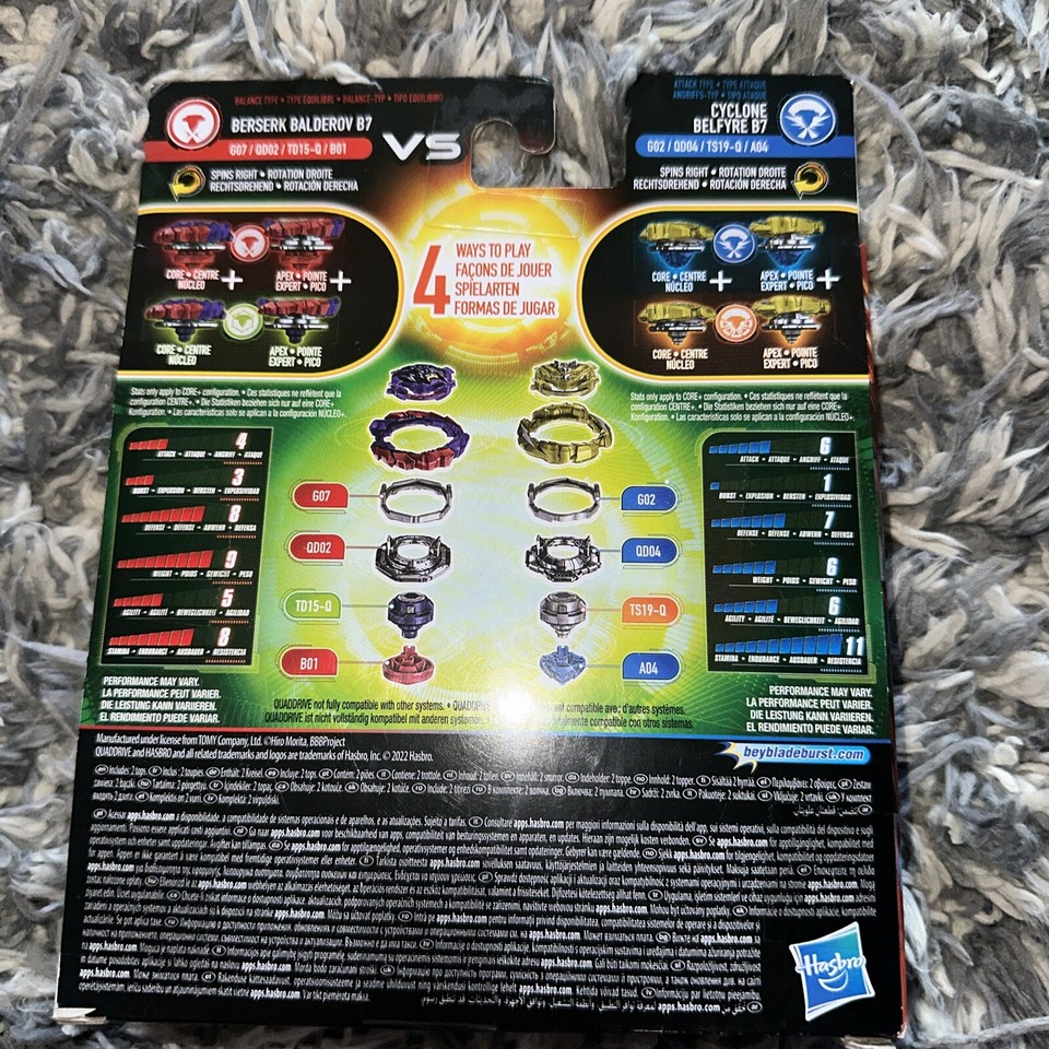 Beyblade Burst QuadDrive Berserk Balderov B7 and Cyclone Belfyre B7 | eBay