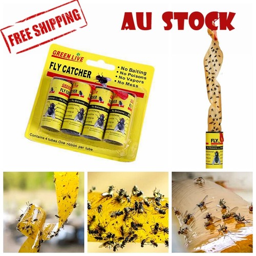 4-96 Rolls Sticky Fly Trap Paper Strip Insect Bug Catcher Strip Flies ...