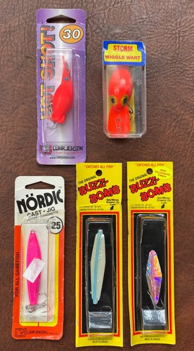 Vintage Fishing Lure LOT #1 Buzz Bomb, Luhr Jensen Nordic, Wiggle Wart ...