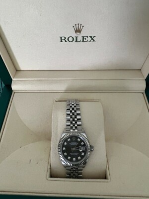 womens rolex oyster perpetual date adjust watch with 10 diamonds model ...