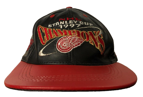 Detroit Red Wings Stanley Cup 1997 NHL Vintage Champions Leather Cap ...