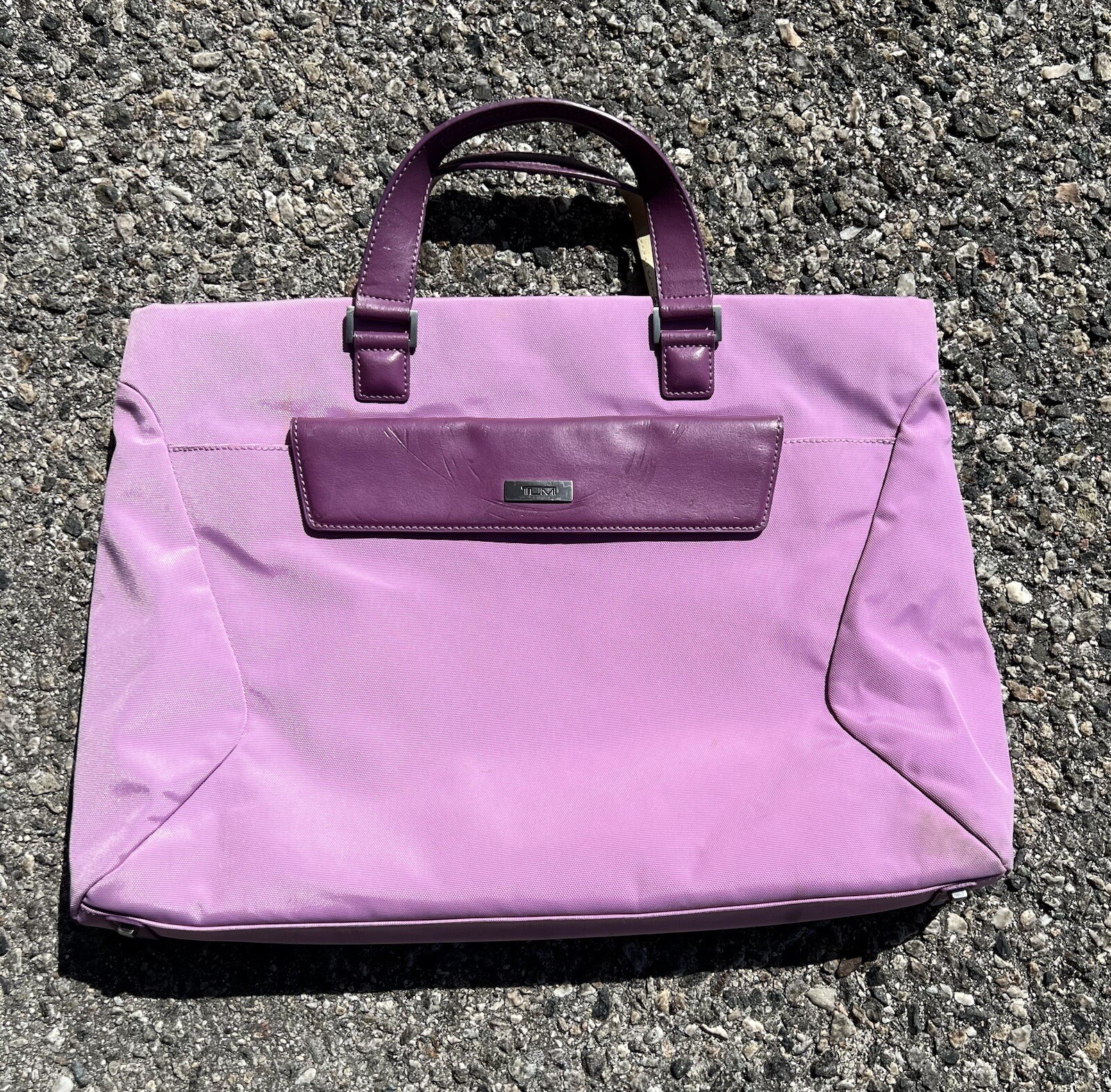 TUMI Lavender Pink Nylon Leather Handle Tote Zip Bag - Gem