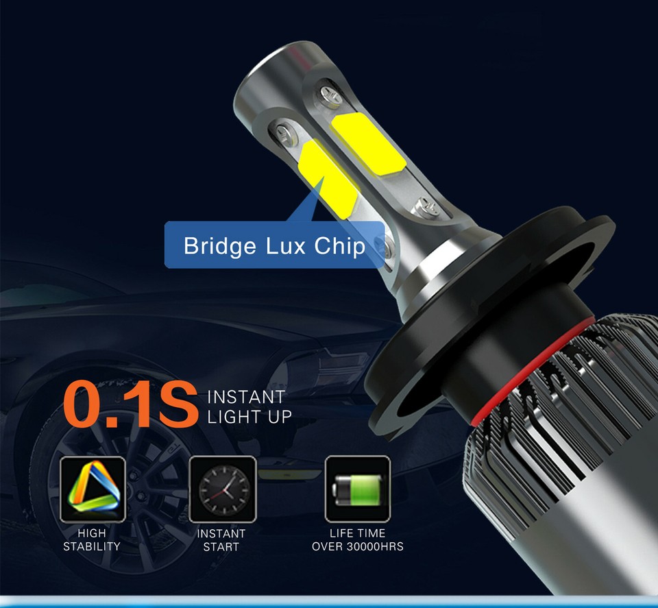 Alla Lighting Multi LED Chips COB Technology H4 Headlight Replacement ...