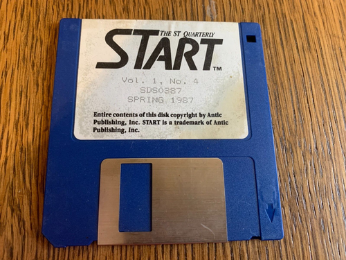 ATARI ST START QUARTERLY SPRING ISSUE 1987 VOL. 1 NO. 4 FLOPPY DISK 3.5 ...