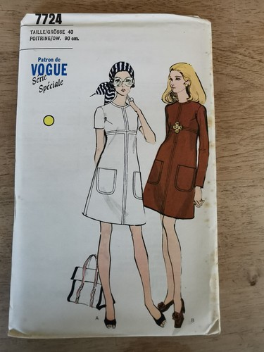 7724 PATRON VOGUE VINTAGE SERIE SPECIALE FRENCH PATTERN 1970 ROBE POP ...