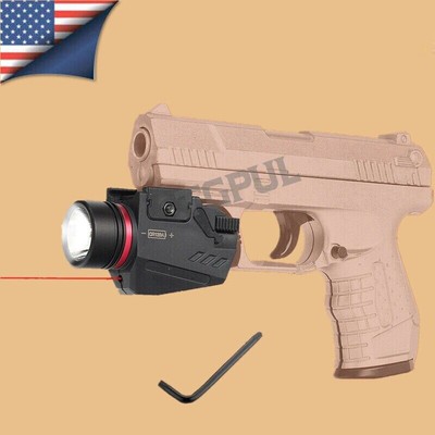 Tactical Red Laser Sight LED Flashlight White Light For 20mm Rail Glock ...