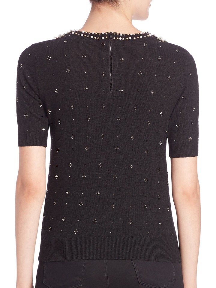 Alice + olivia Rosi Embellished Sweater Knit Top Black Size XS NWOT | eBay