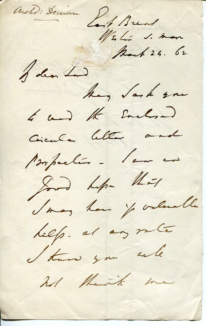 George Anthony Denison Archdeacon of Taunton Clergy Signed Autograph ...