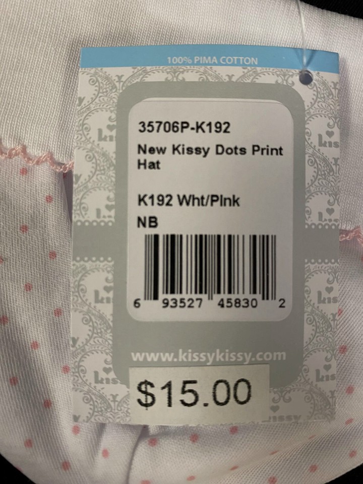 $15 Kissy Kissy Babys White Polka-Dot Print Baby Hat Size NewBorn | eBay