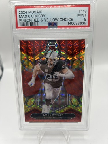 2024 Panini Mosaic - Maxx Crosby #118 Choice Fusion Red & Yellow Mosaic ...