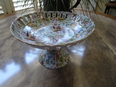 JAY & SONS DECORATIVE COLLECTOR BOWL ON PEDISAL: MULTIPLE BIRDS ...