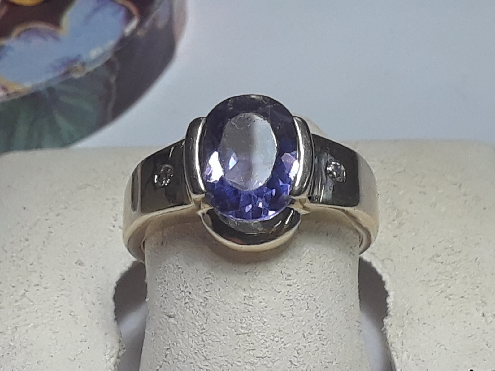 Estate 1.75ct Natural Tanzanite & Diam JC Rinker 14Kt YG 1/2 bezel S-4 ...