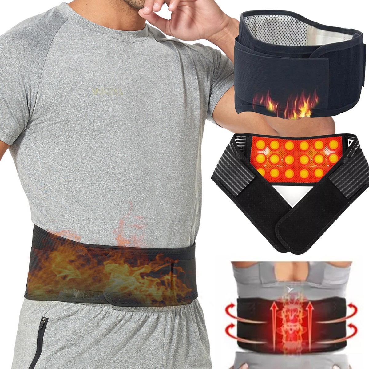 Orthopedic Back & Lumbar Supports Magnetic Self Heating Lumbar Lower ...