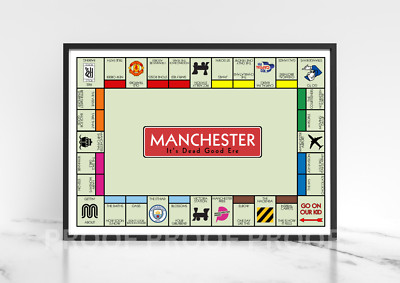 Manchester Monopoly Print / A5 A4 A3 / Manchester Art Gift | eBay