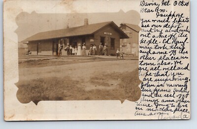 Real Photo Postcard Illinois Davis CM&StP Railroad Depot Station Train ...