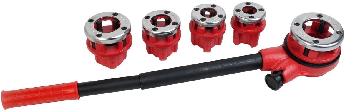 8Pc Pipe Threader Tool W/Ratchet Handle Ratcheting & 5pc NPT Stock Dies ...