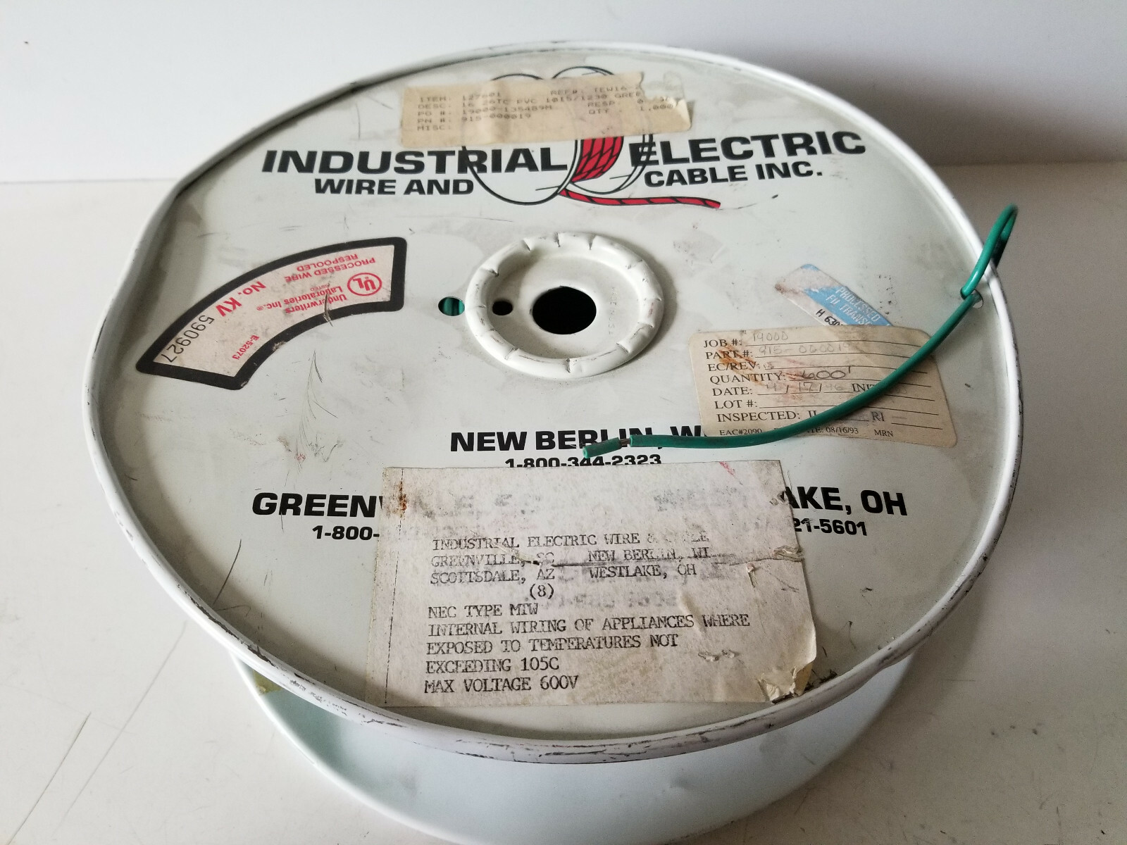 IEWC 16 AWG PVC MTW Hook Up Wire, Stranded Tinned Copper, Green, 10 ...