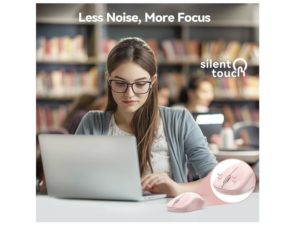 TECKNET Silent Wireless Mouse 2.4G USB Receiver 5 DPI Laptop PC Mac ...