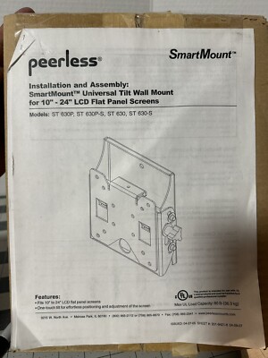 PEERLESS SMART MOUNT UNIVERSAL TILT WALL MOUNT PART NUMBER ST630P ...