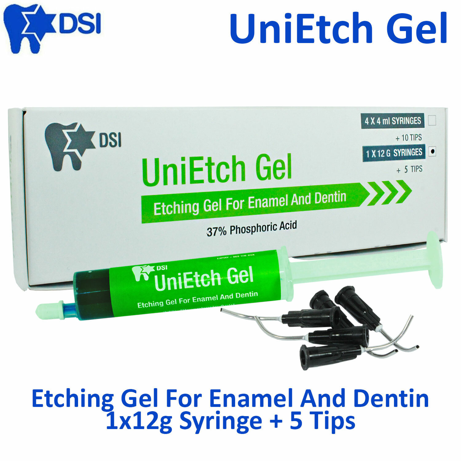 DSI UniEtch Dental Etching Gel For Enamel & Dentin 1x Syringe 37% 12g ...