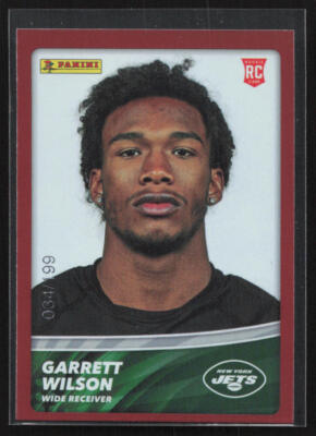 2022 Panini Sticker & Card Garrett Wilson Red Rookie #34/199 Jets | eBay
