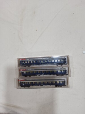 3 FLEISCHMANN N GAUGE BLUE/SILVER PASSENGER CARS 8110 8110 8115, NEW ...